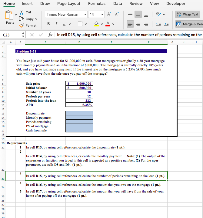 Solved Home Insert Draw Page Layout Formulas Dt Review View | Chegg.com