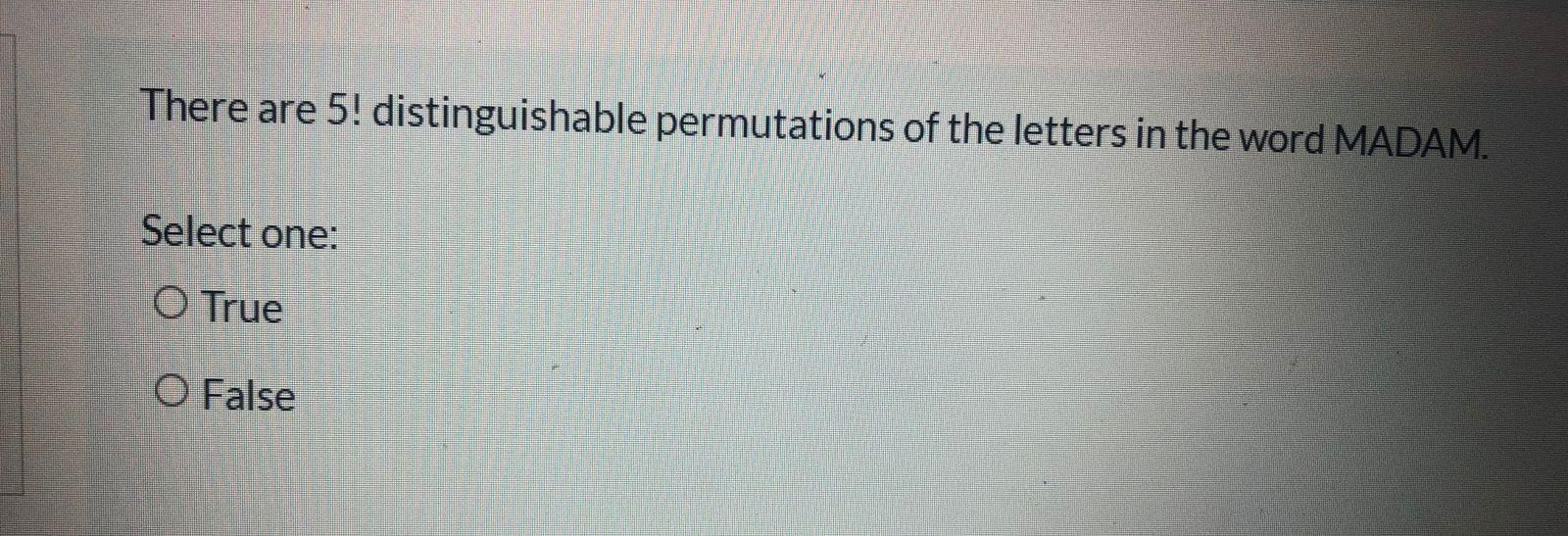 Solved There are 5! distinguishable permutations of the | Chegg.com