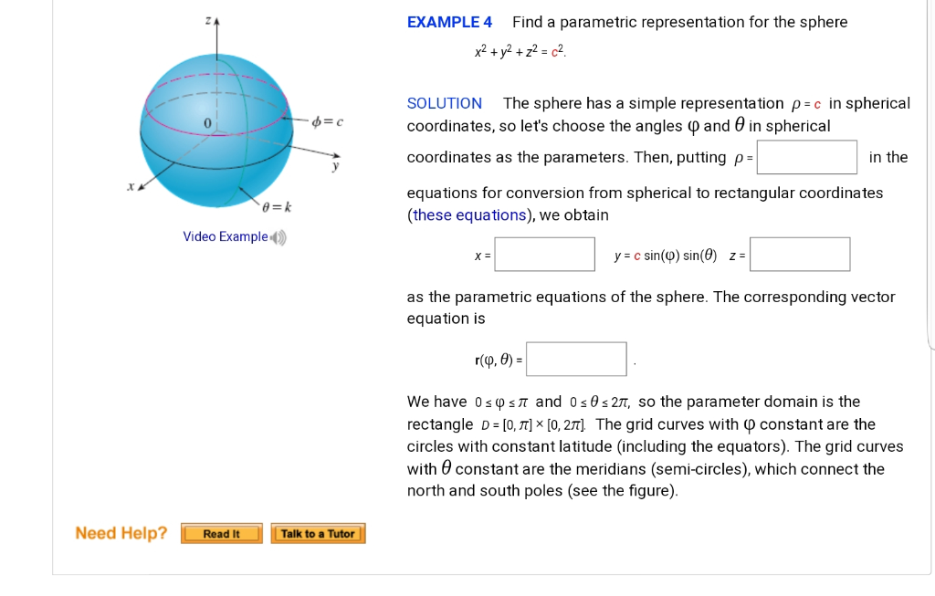 Solved Example4 Find A Parametric Representation For The