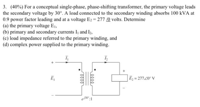 Solved 3, (40%) For a conceptual single-phase, | Chegg.com