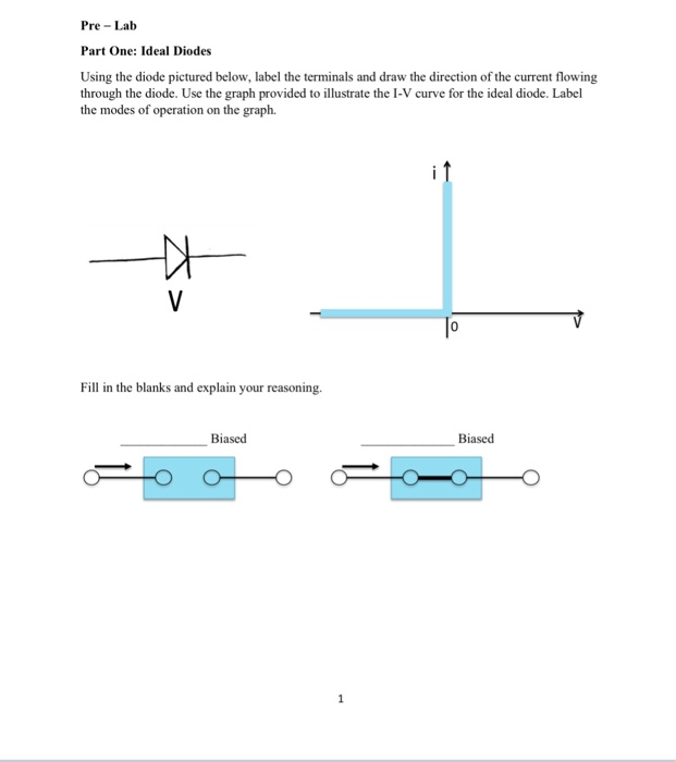 Solved Pre-Lab Part One: Ideal Diodes Using the diode | Chegg.com