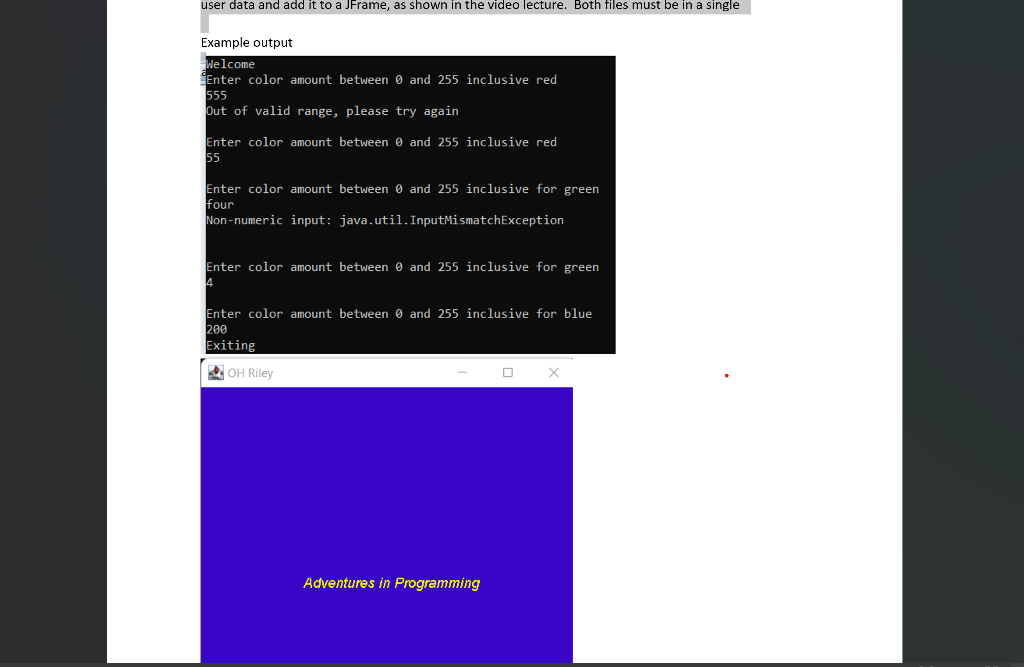 Solved Ask the user to enter 3 values 1 for a red value, 1 | Chegg.com