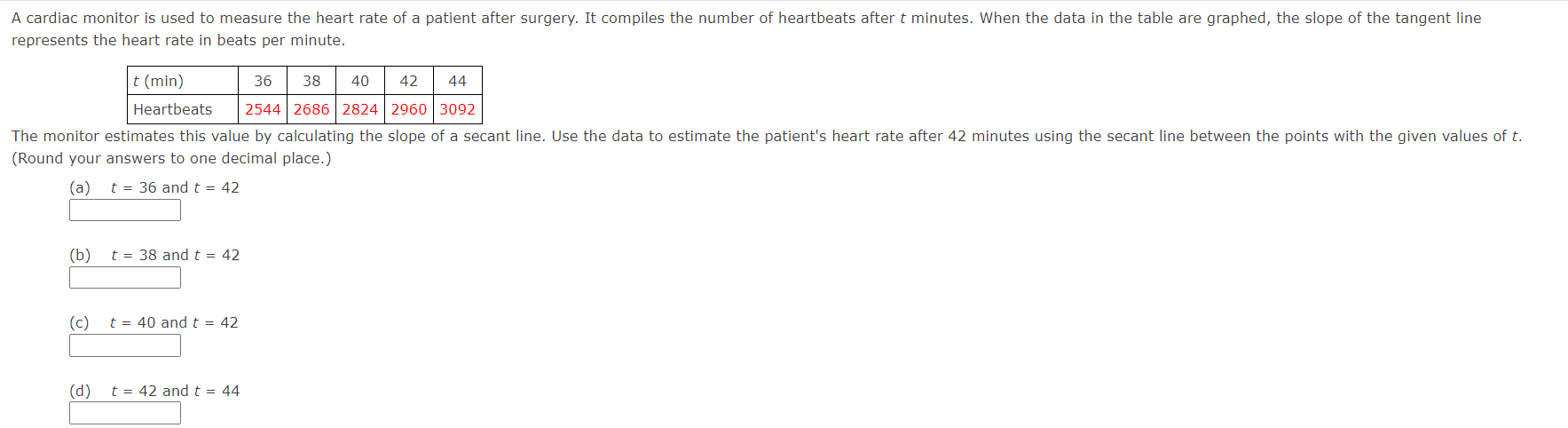 Solved represents the heart rate in beats per | Chegg.com