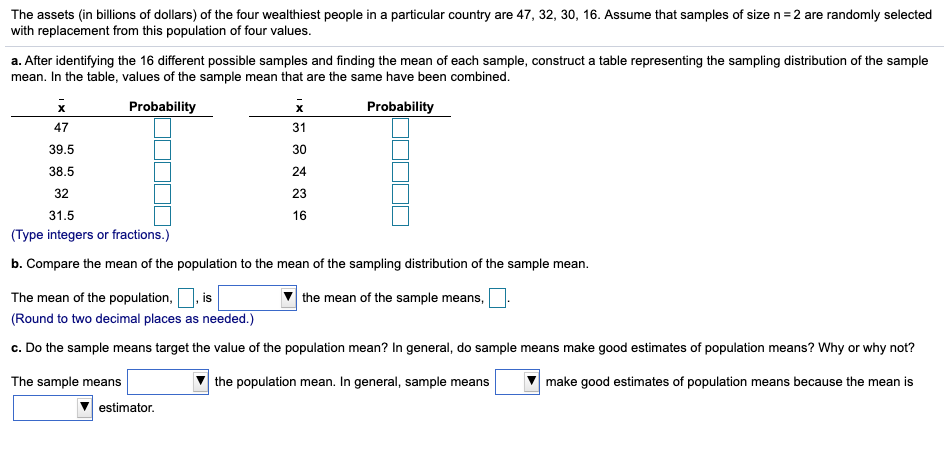 Solved b. the mean of the poplulation, __, is (less than, | Chegg.com