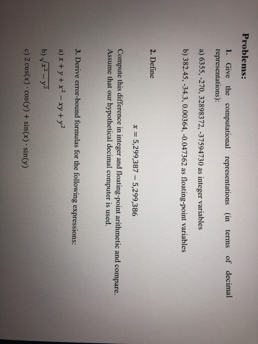 Solved Problems: 1. Give the computational representations | Chegg.com