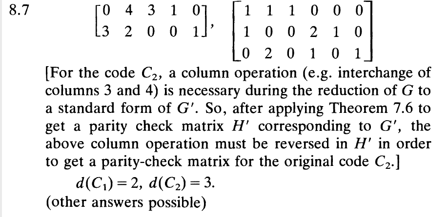 8.7 Let G be the code over GF(5) generated by [1 2 4 | Chegg.com