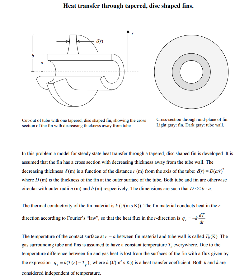 Solved Heat transfer through tapered, disc shaped fins. or) | Chegg.com