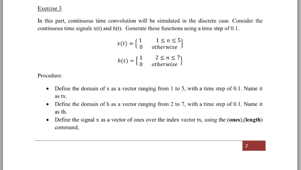 Solved Exercise 3 In this part, continuous time convolution | Chegg.com