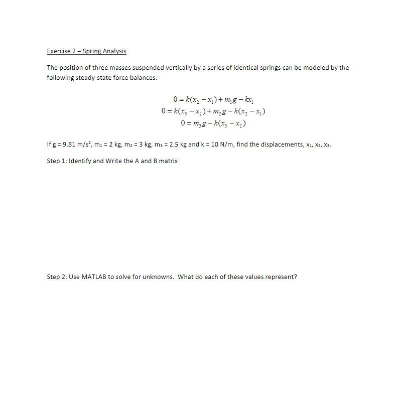 Solved The position of three masses suspended vertically by | Chegg.com