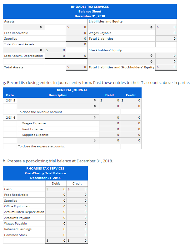 Solved Applying the Entire Accounting Cycle Rhoades Tax | Chegg.com