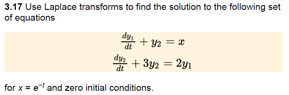 Solved 3.17 Use Laplace transforms to find the solution to | Chegg.com