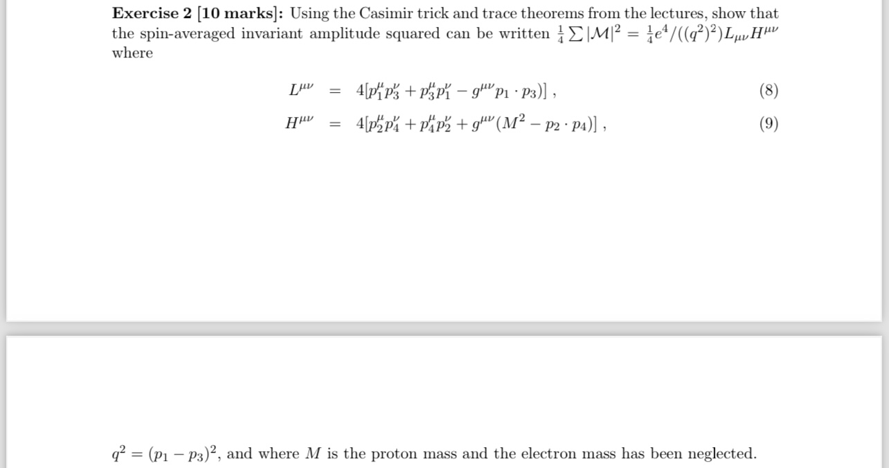Solved Exercise 2 [10 marks]: Using the Casimir trick and | Chegg.com