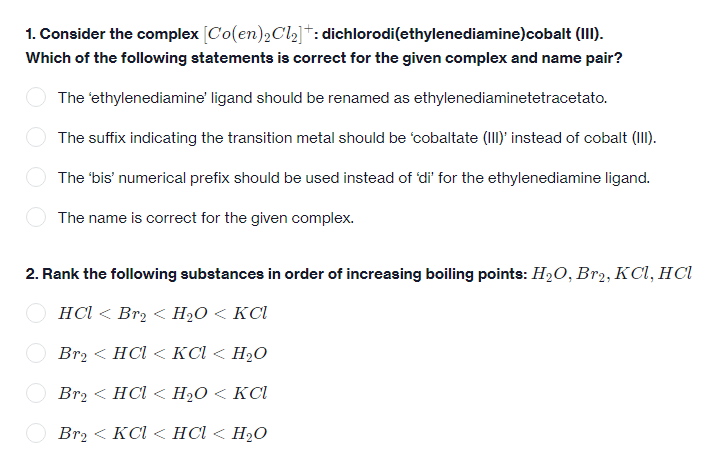 Solved 1. Consider the complex [Co(en)2Cl2]+: | Chegg.com