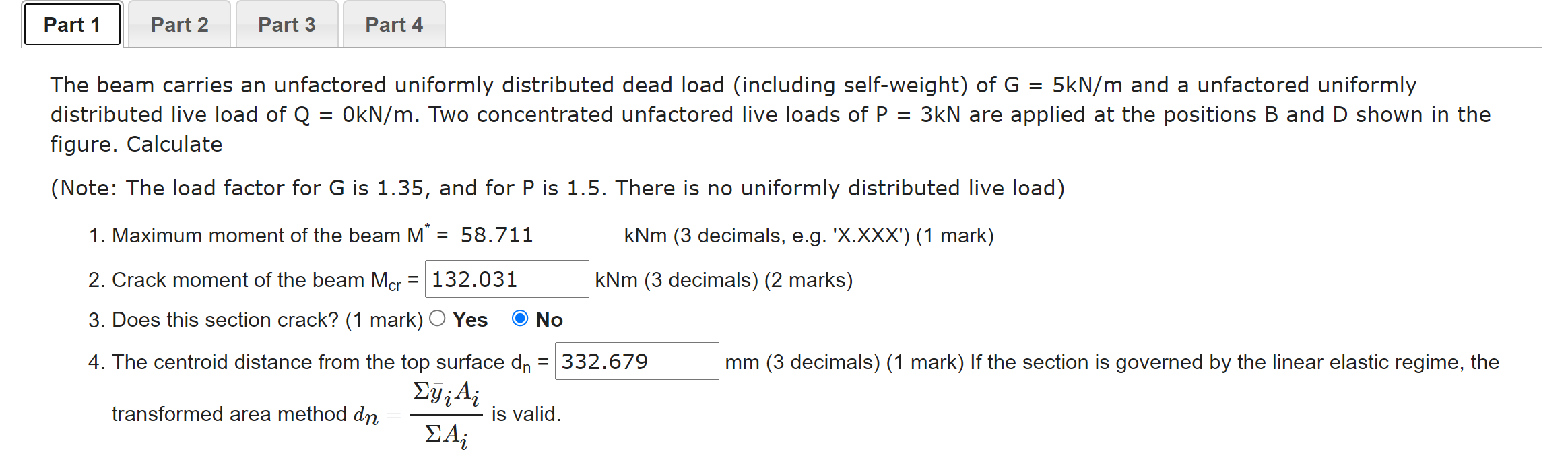 Solved The point loads are placed at the fixed positions | Chegg.com