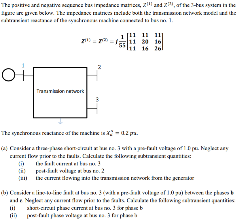 Solved The positive and negative sequence bus impedance | Chegg.com