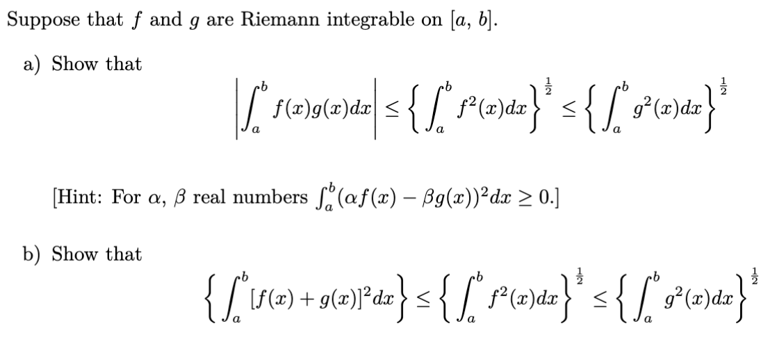 Solved Suppose that f ﻿and g ﻿are Riemann integrable | Chegg.com