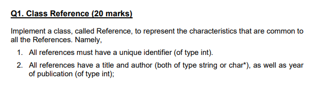 Solved Q1 Class Reference 20 Marks Implement A Class Chegg