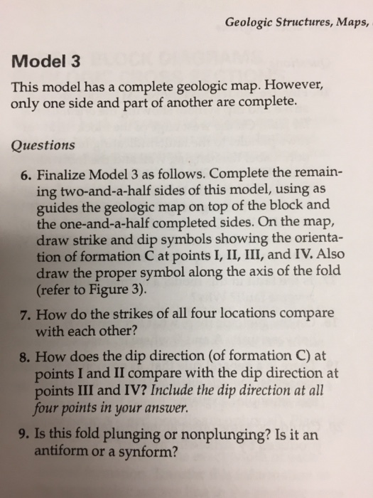 Geologic Structures, Maps, Model 3 This model has a | Chegg.com