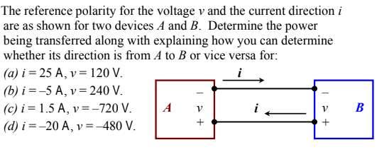 Solved The reference polarity for the voltage v and the | Chegg.com