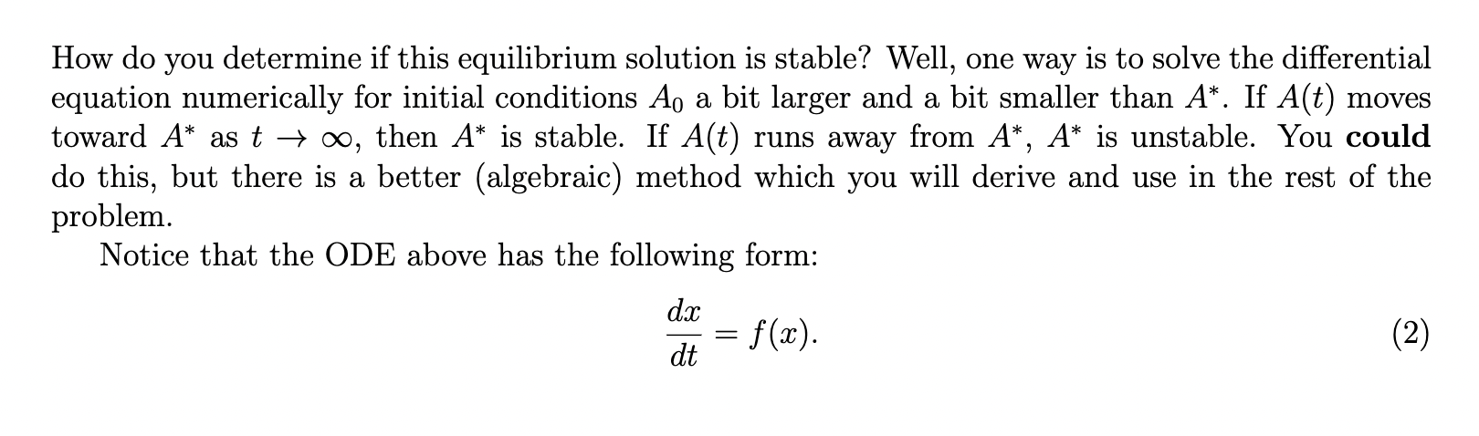 2 How do you determine if this equilibrium solution | Chegg.com