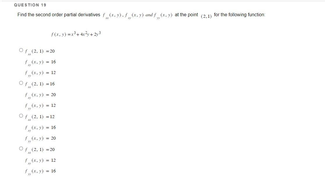 Solved Find the second order partial derivatives | Chegg.com