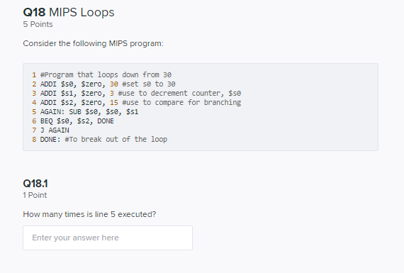 Solved Q18 MIPS Loops 5 Points Consider the following MIPS | Chegg.com