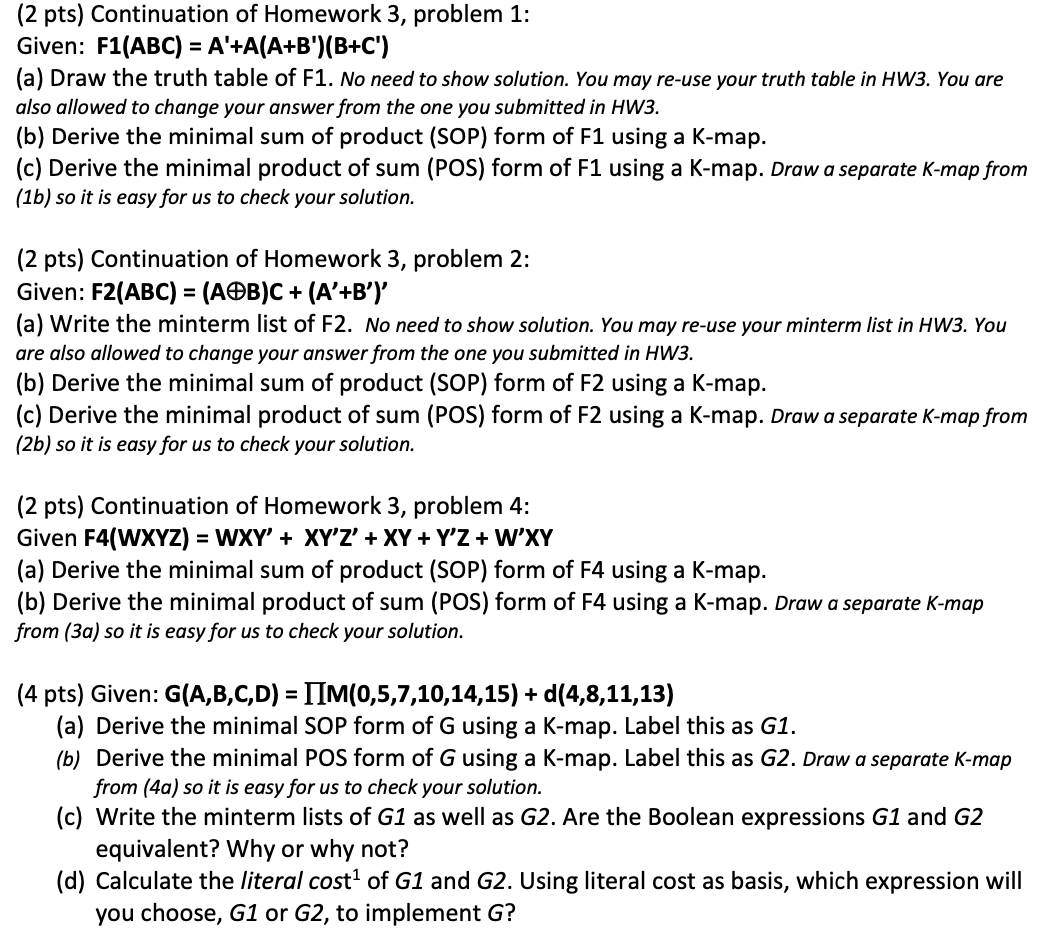 Solved (2 pts) Continuation of Homework 3, problem 1: Given: | Chegg.com