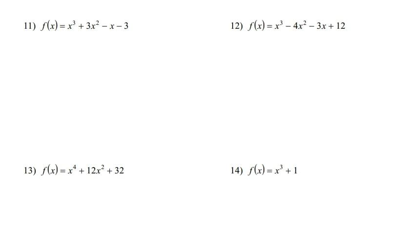 Solved state the possible rational zeros for each function. | Chegg.com