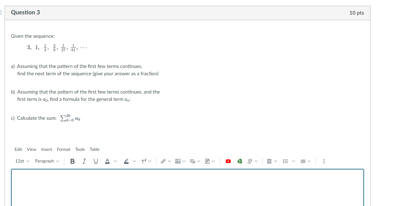 Given the sequence: 3,1,31,92,271,811,⋯ a) Assuming | Chegg.com