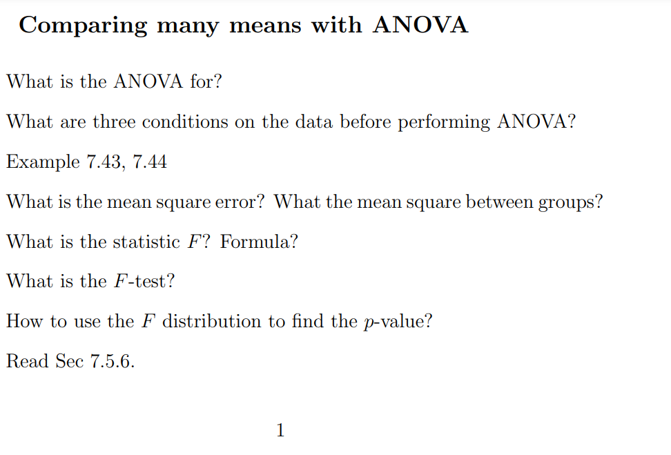 Solved Comparing many means with ANOVA What is the ANOVA | Chegg.com
