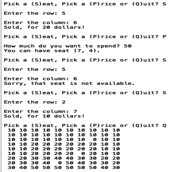Solved Using Python A Theater Seating Chart Is Implemented 