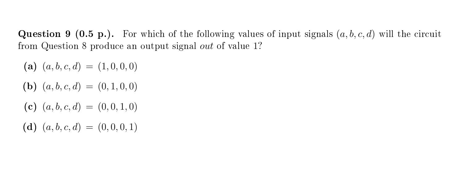 Solved Question 9 (0.5 p.). For which of the following | Chegg.com