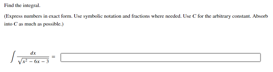 Solved Find the integral. (Express numbers in exact form. | Chegg.com