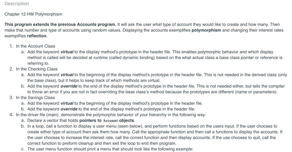 I need help completing this C++ assignment. The | Chegg.com