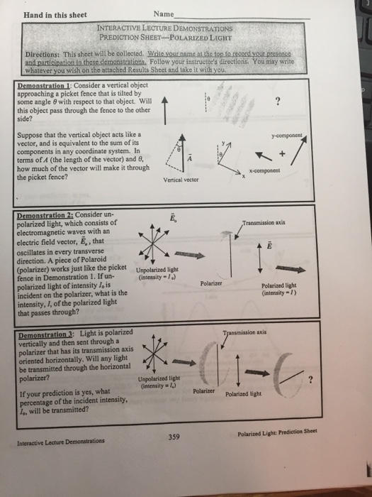 Solved Hand in this sheet Name INTERACTIVE LECTURE | Chegg.com