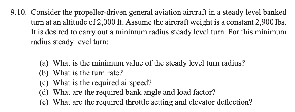 9.10. Consider the propeller-driven general aviation | Chegg.com
