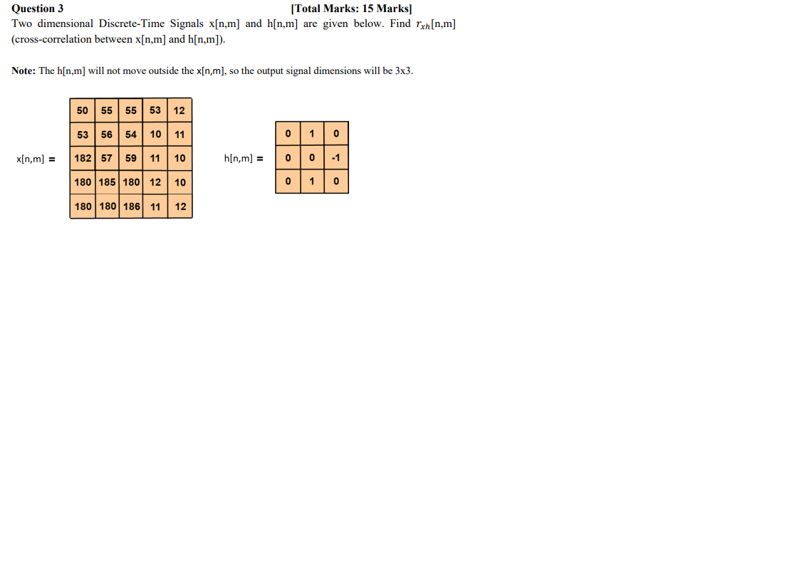 Solved Question 3 [Total Marks: 15 Marks Two dimensional | Chegg.com