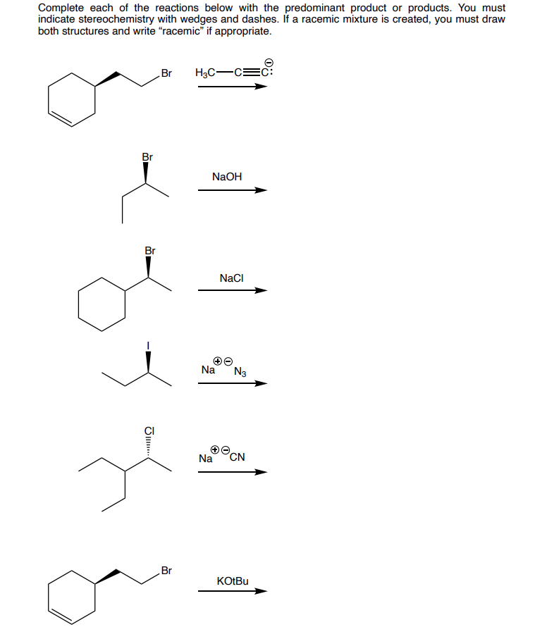 Solved Complete each of the reactions below with the | Chegg.com