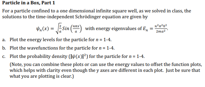 Solved Particle in a Box, Part 1 For a particle confined to | Chegg.com