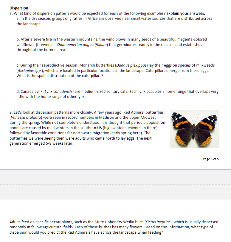 Solved (General Biology -Dispersion)Number 7 ﻿and 8, | Chegg.com