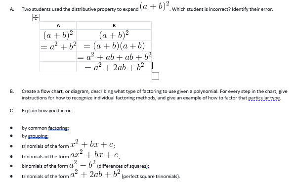Solved A. Two students used the distributive property to | Chegg.com