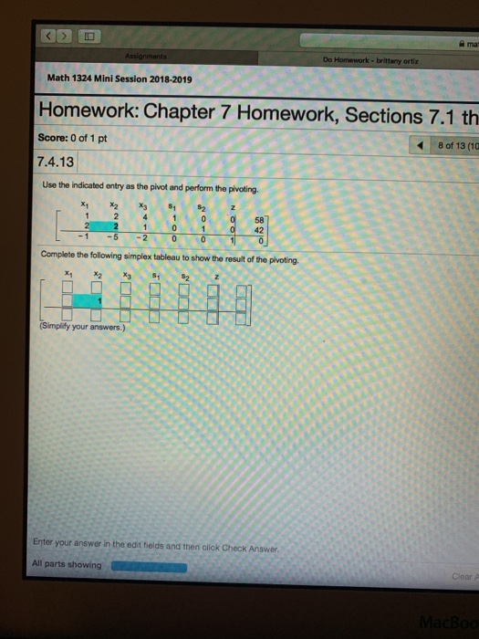 Solved a mat Do brittany ortiz Math 1324 Mini Session | Chegg.com