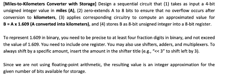 Solved [Miles-to-Kilometers Converter with Storage] Design a | Chegg.com