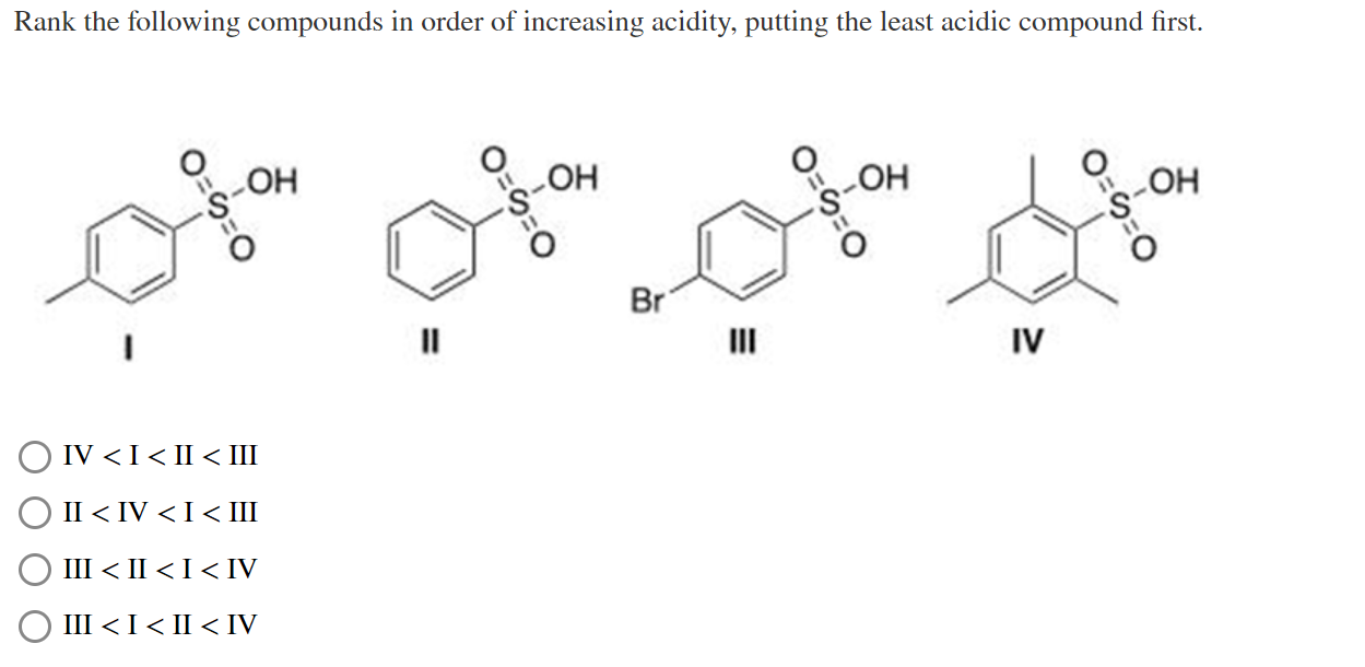 Rank the following compounds in order of increasing | Chegg.com