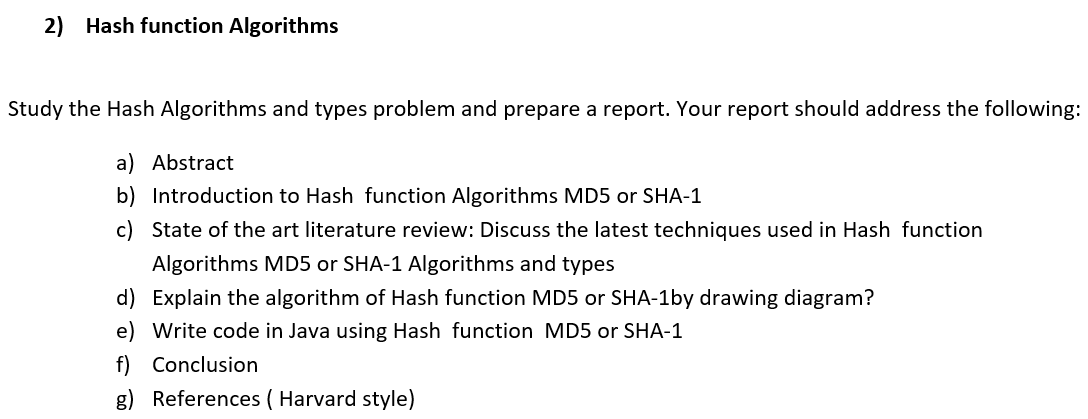 Solved 2) Hash function Algorithms Study the Hash Algorithms | Chegg.com