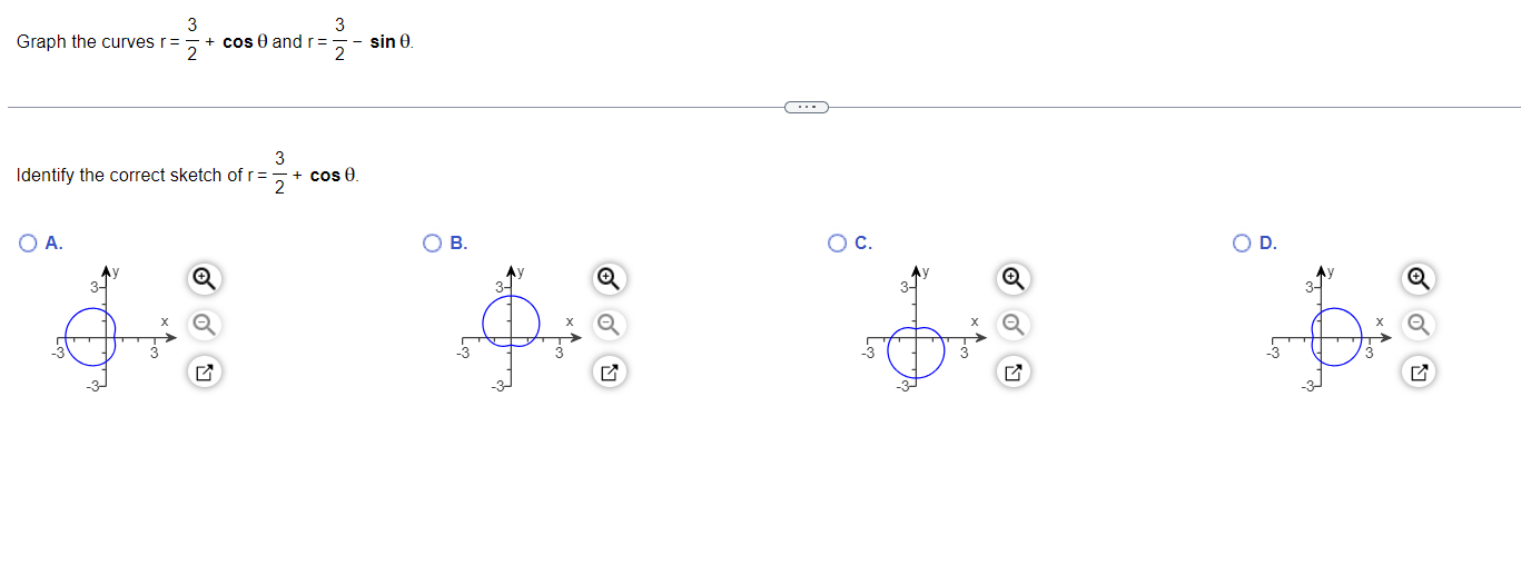 Solved Graph the curves r=23+cosθ and r=23−sinθ Identify the | Chegg.com