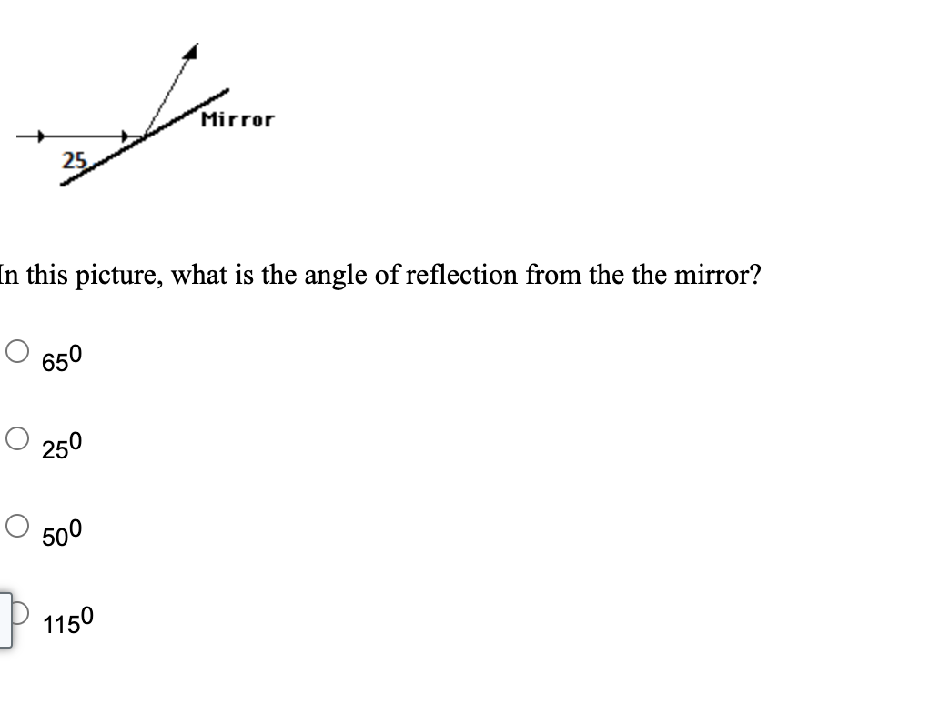 Solved in this picture, what is the angle of reflection from | Chegg.com