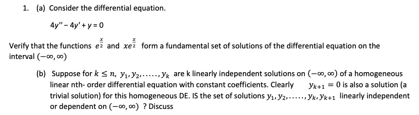 Solved 1. (a) Consider the differential equation. | Chegg.com