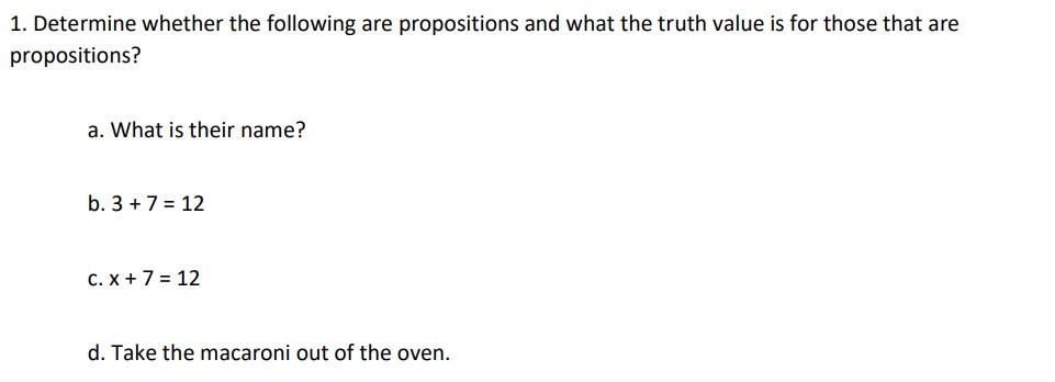 Solved . Determine whether the following are propositions | Chegg.com