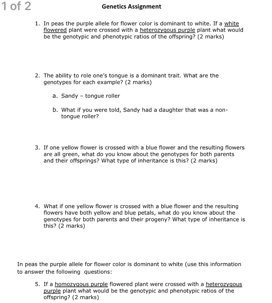 Solved Genetics Assignment 6. What is the probability of | Chegg.com